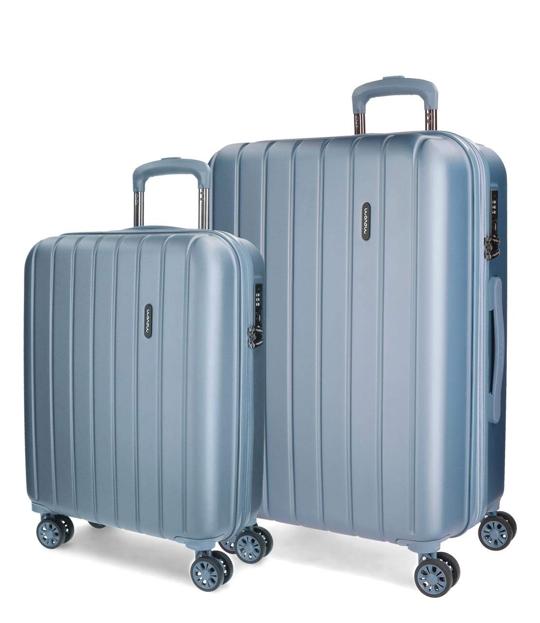 Movom Wood Blue Luggage Set 55/65 cm Rigid ABS TSA Lock 111 Litre 4 ...