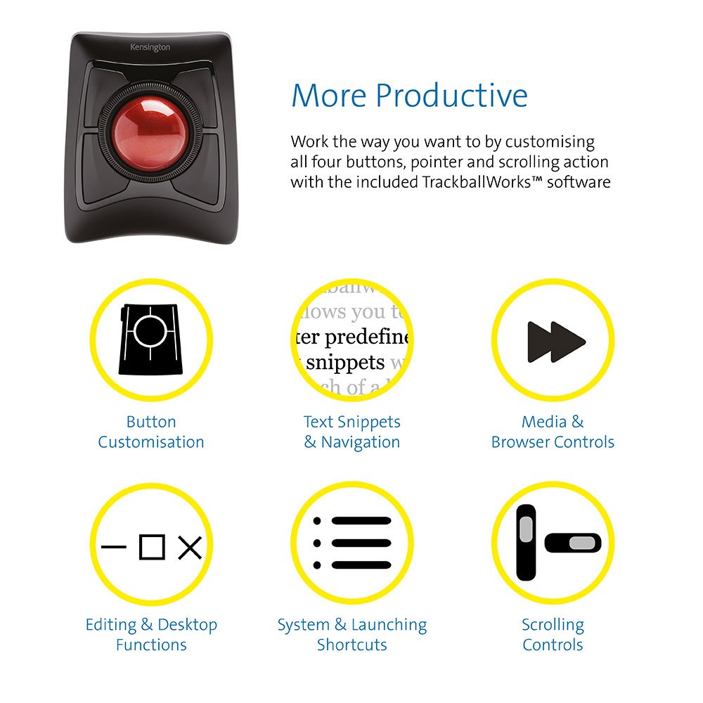 Kensington Expert Mouse – Wireless Ergonomic TrackBall Mouse for PC ...