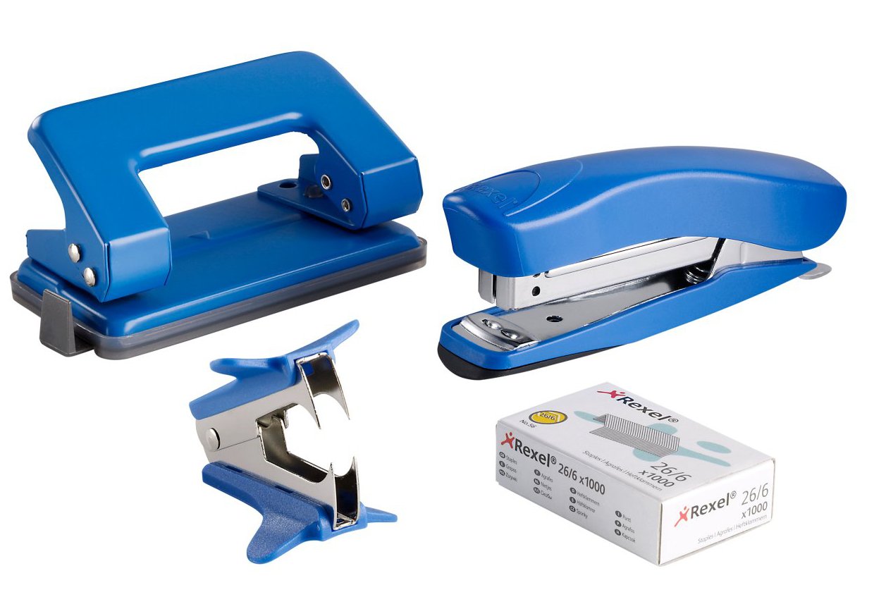 Rexel Mini Stapler and Hole Punch Set, Staple 15 Sheets, Punch 8 Sheets ...