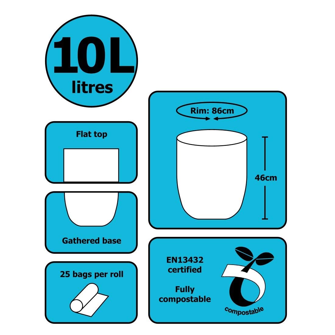 10 Litre x 50 All-Green Compostable Bags – Kitchen Caddy Liner – Food ...
