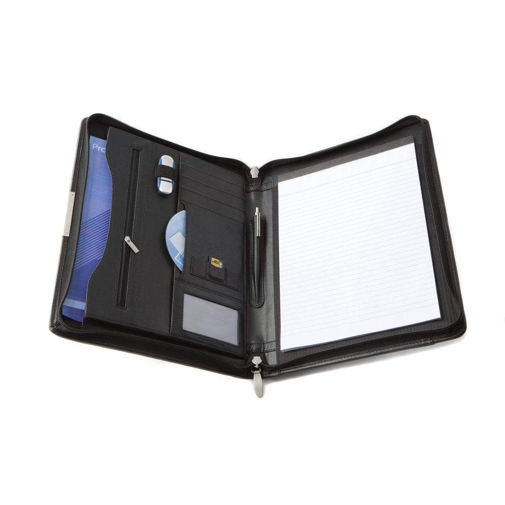 Cescahide A4 Premium Leather Zipped Conference Folder – Black – BigaMart