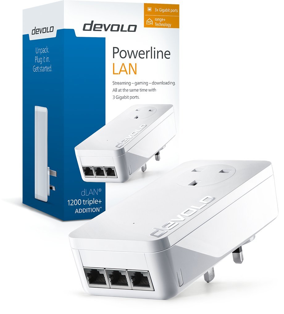 Devolo dLAN 1200 triple+ Powerline Adapter, Stable Home Working, 1200 ...