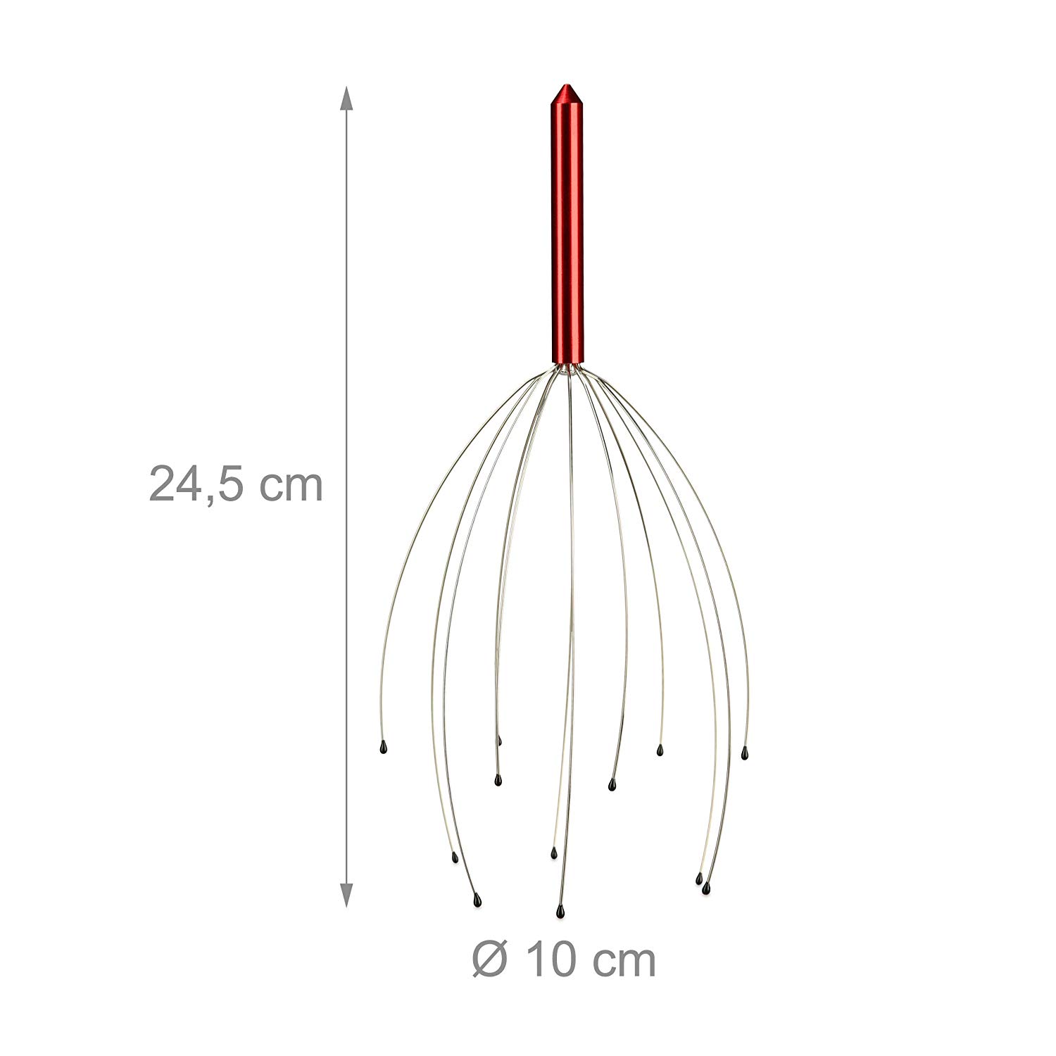 Head Massager 12 Prongs With Safety Tips Scalp Massager For Manual Massages Metal Red Bigamart