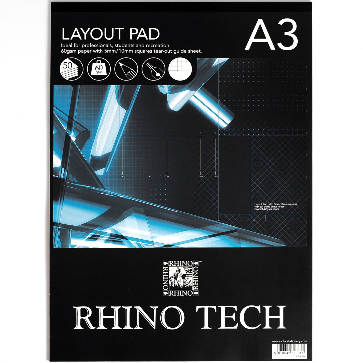 RHINO Stationery A3 Layout Pad | 100 Page | Plain A3 Paper | Smooth ...