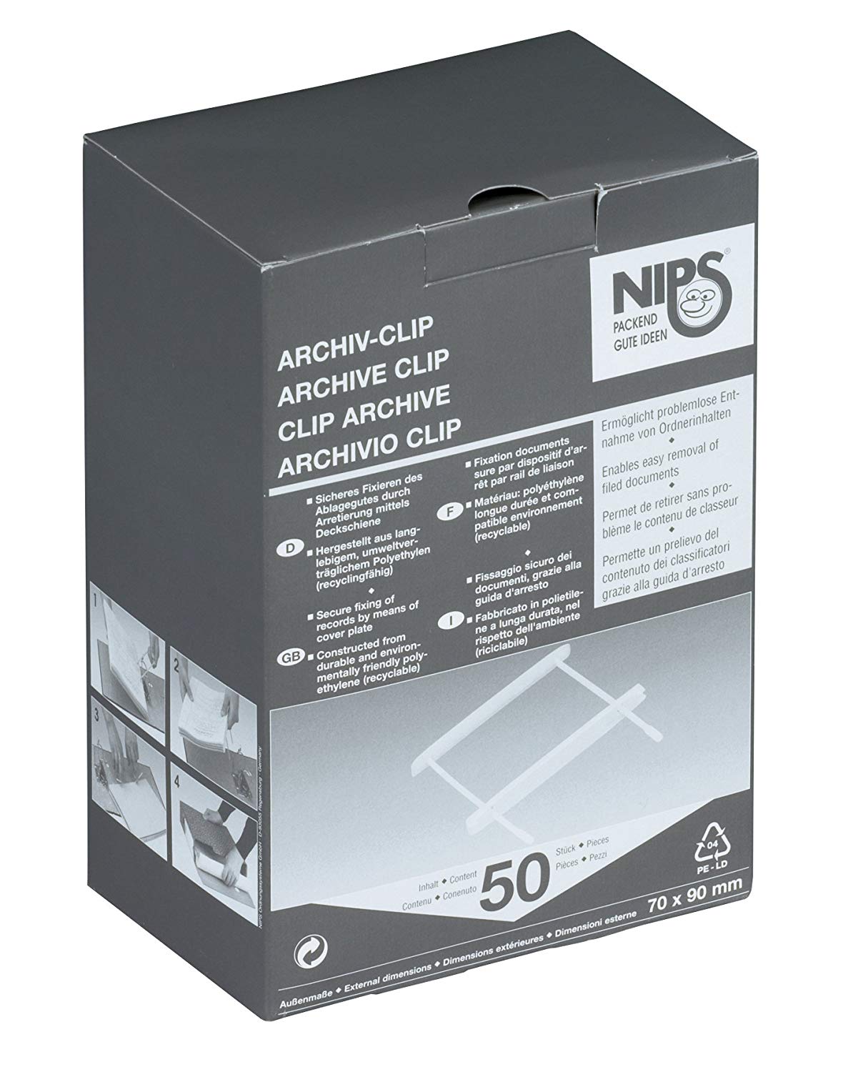 Nips 7 x 9cm Archive Clip for Easy Removal of Papers from Lever Arch ...