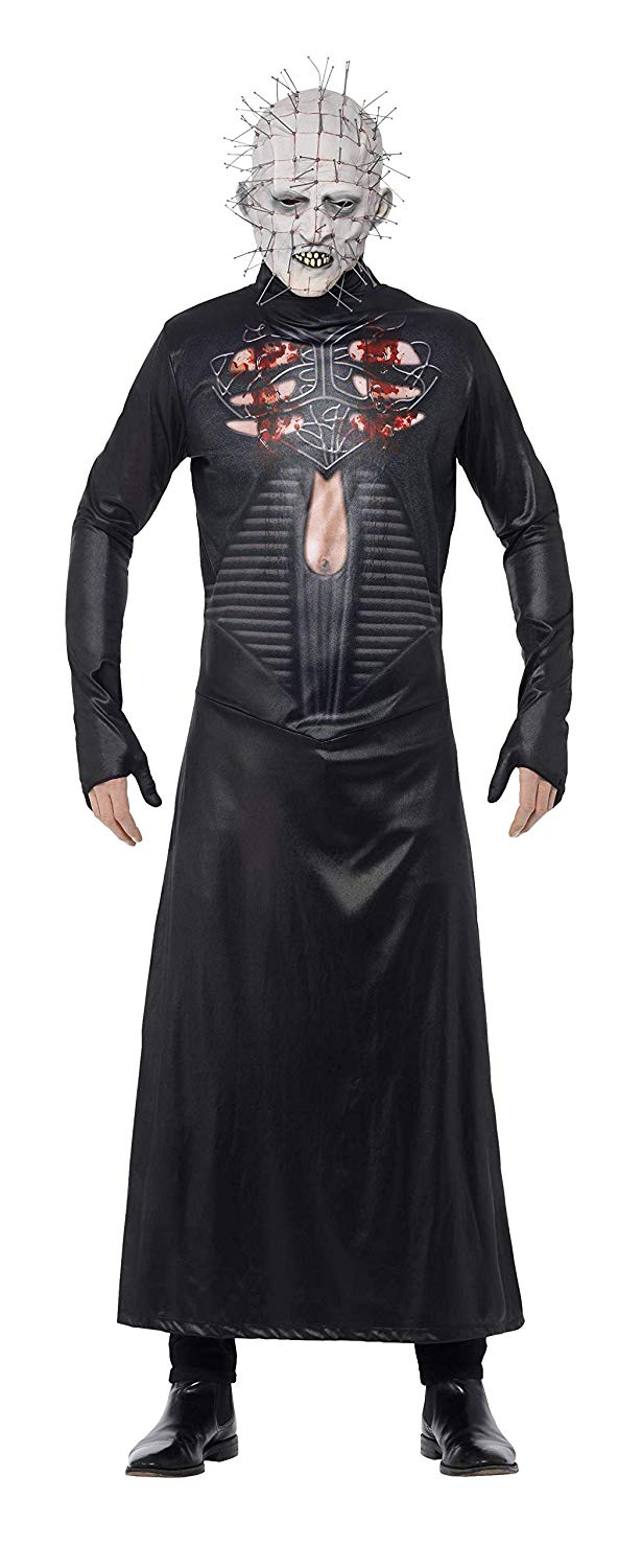 Smiffys Men’s Pinhead Costume, Tunic & Mask, Size: M, Color: Black ...