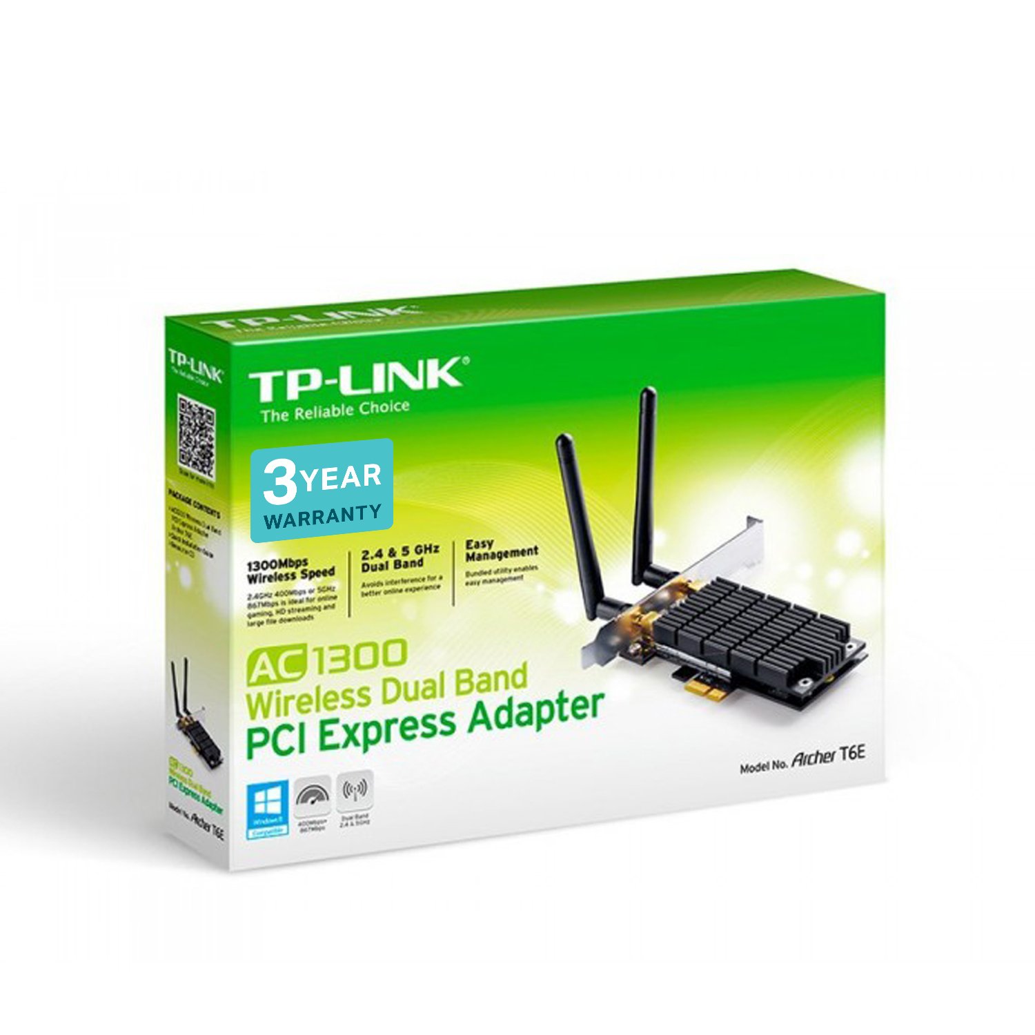 TP-Link Archer T6E AC1300 Wi-Fi PCI Express Adapter with Two Antennas ...