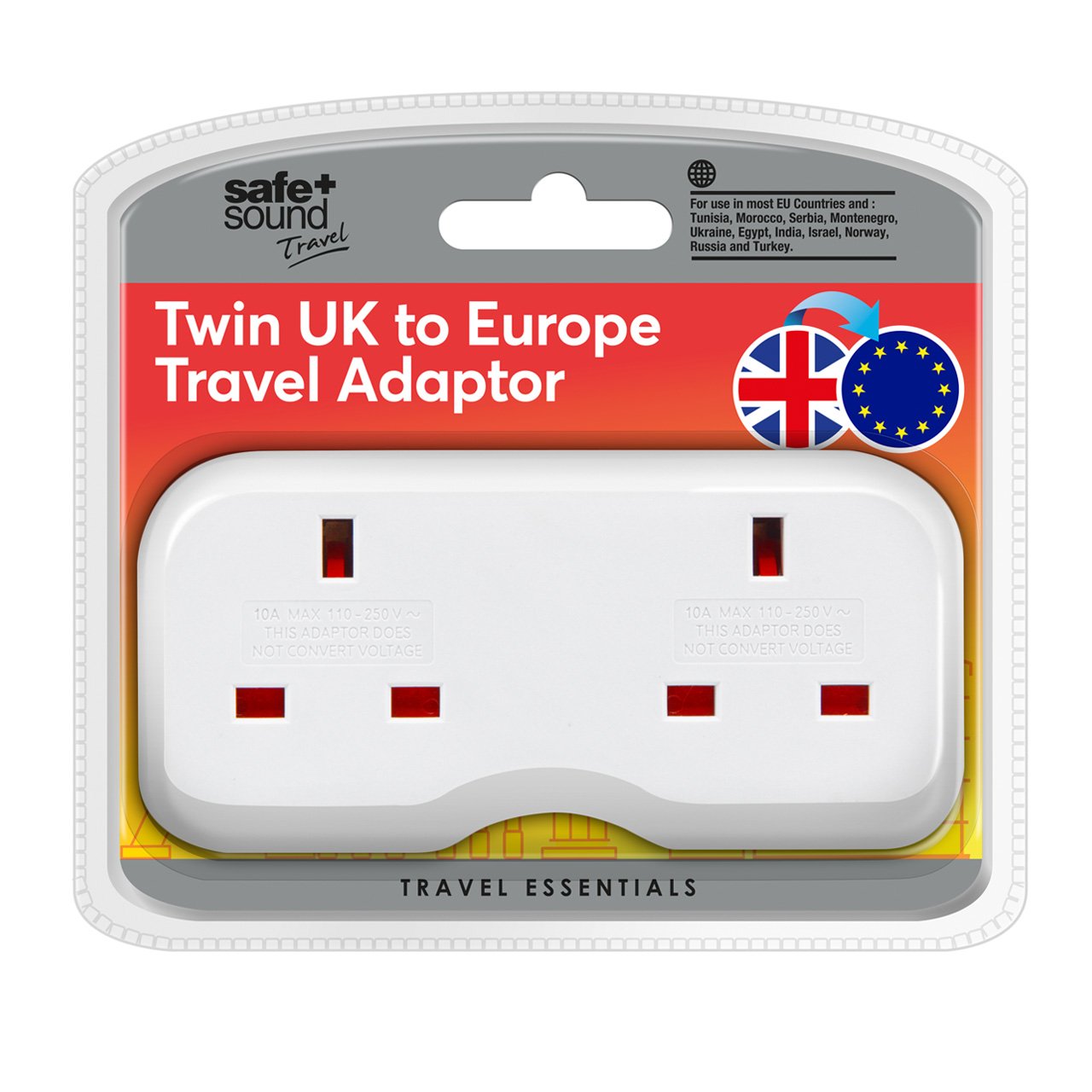 Safe and Sound European Travel Adaptor (full list of countries below ...