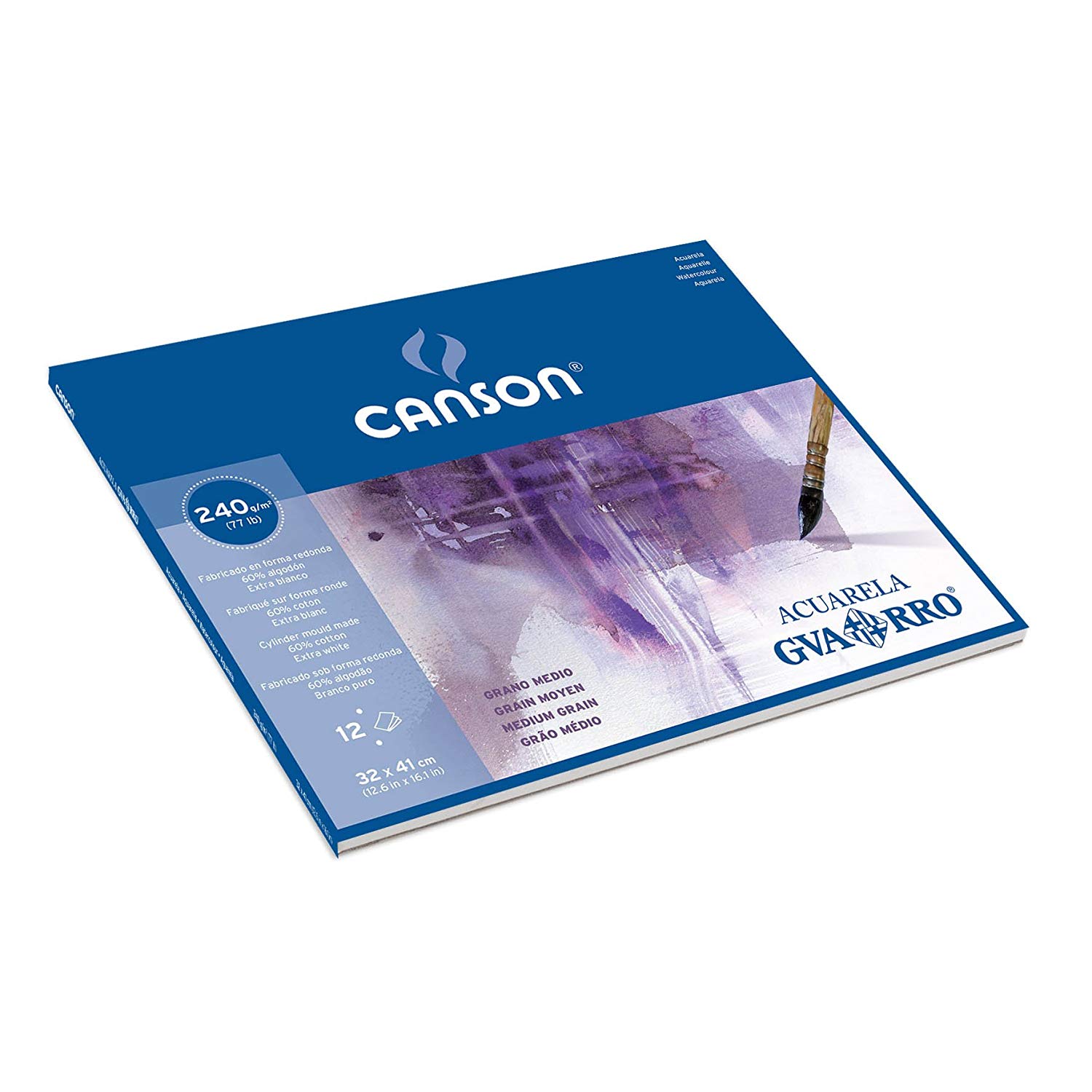 Canson guarro Acuarela White Medium Grain 240 g 12 Sheets Watercolour ...