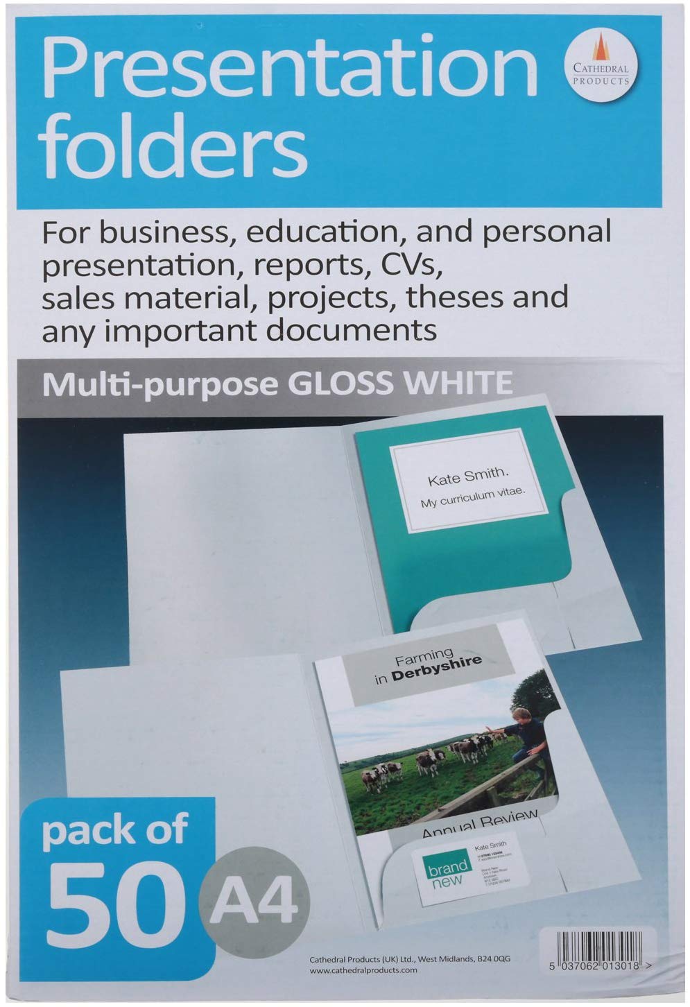 Corporate & Presentation White Gloss Presentation Folders A4 Size (Pack ...