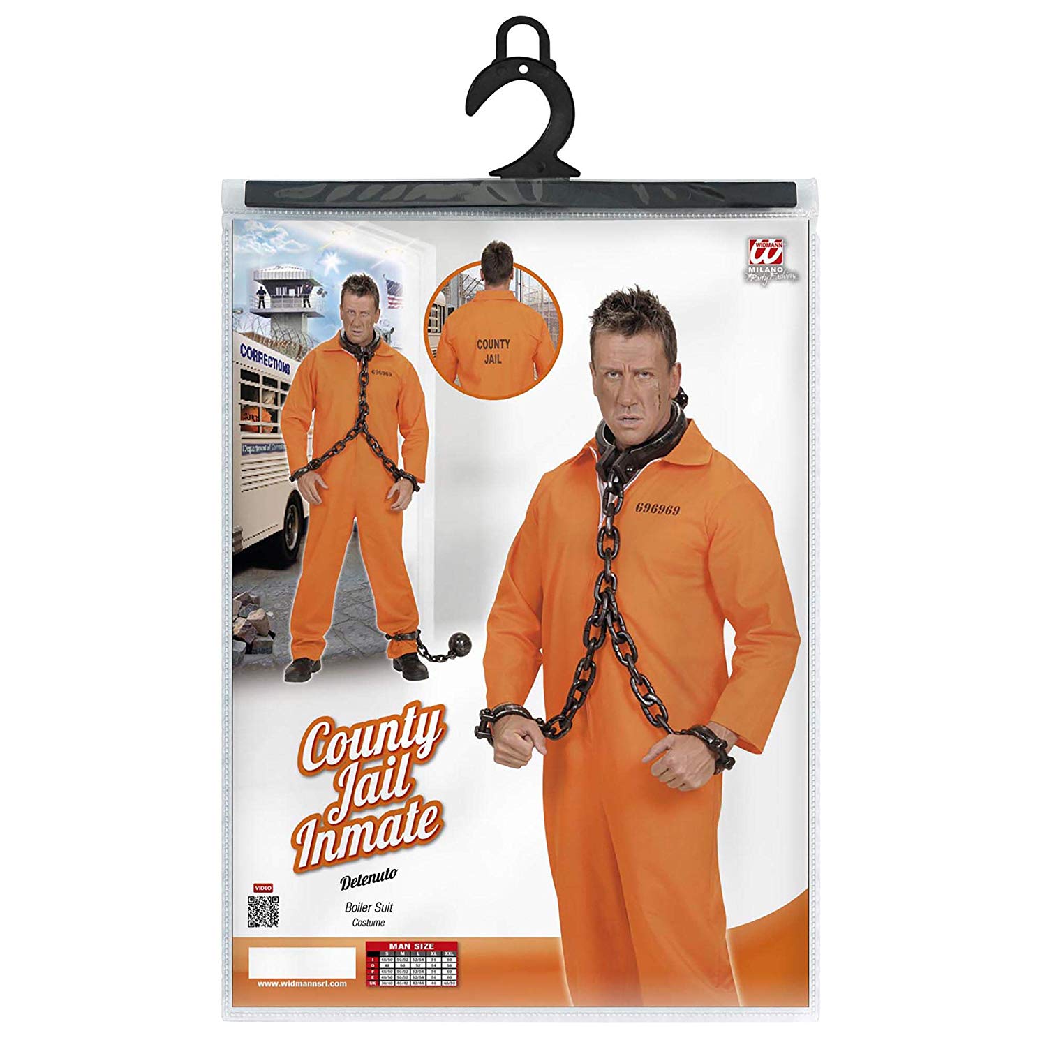 County Jail Inmate Costume Large for Prisoner Convict Jail Fancy Dress ...