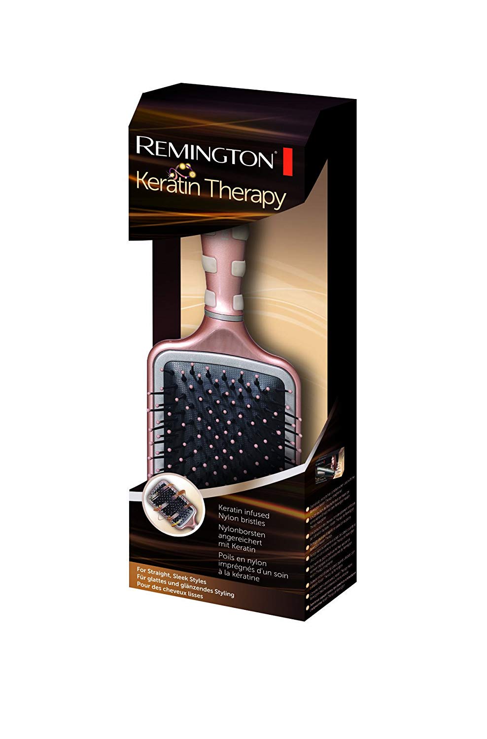 Remington B95P Keratin Therapy Paddle Hairbrush, Assorted Colours ...