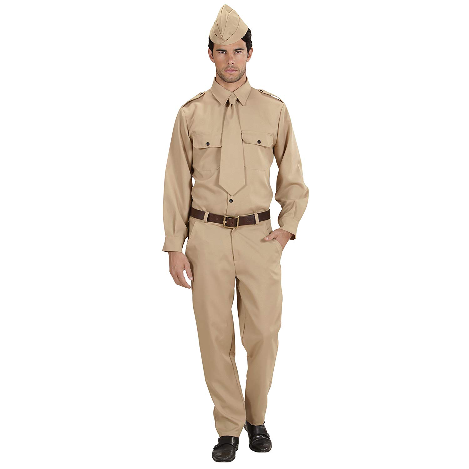 WW2 Soldier Costume Large for Military Army War Fancy Dress – BigaMart