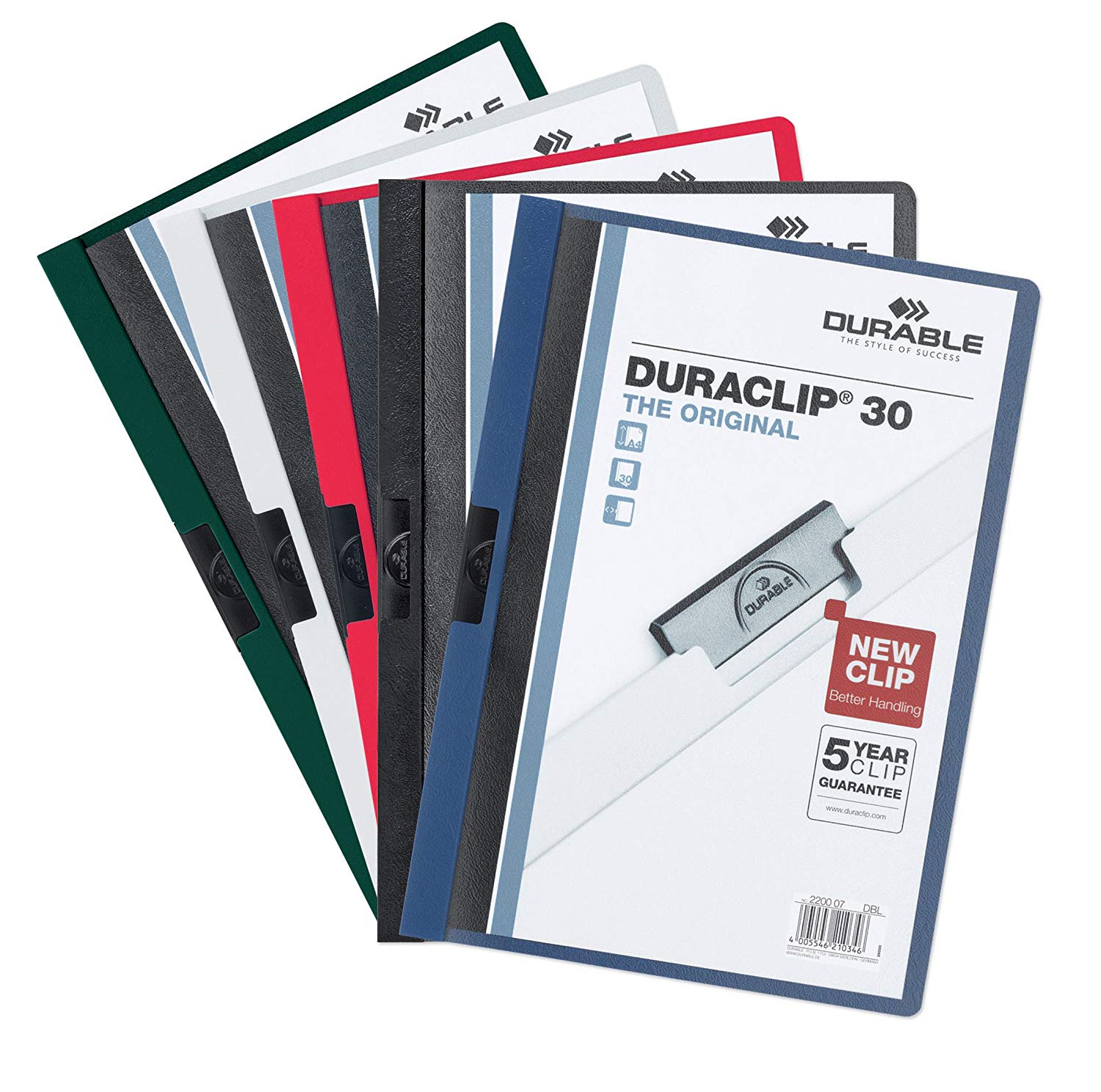 Duraclip Clip Folder 1-30 Sheets A4 Pack of 5 Assorted Colours – BigaMart