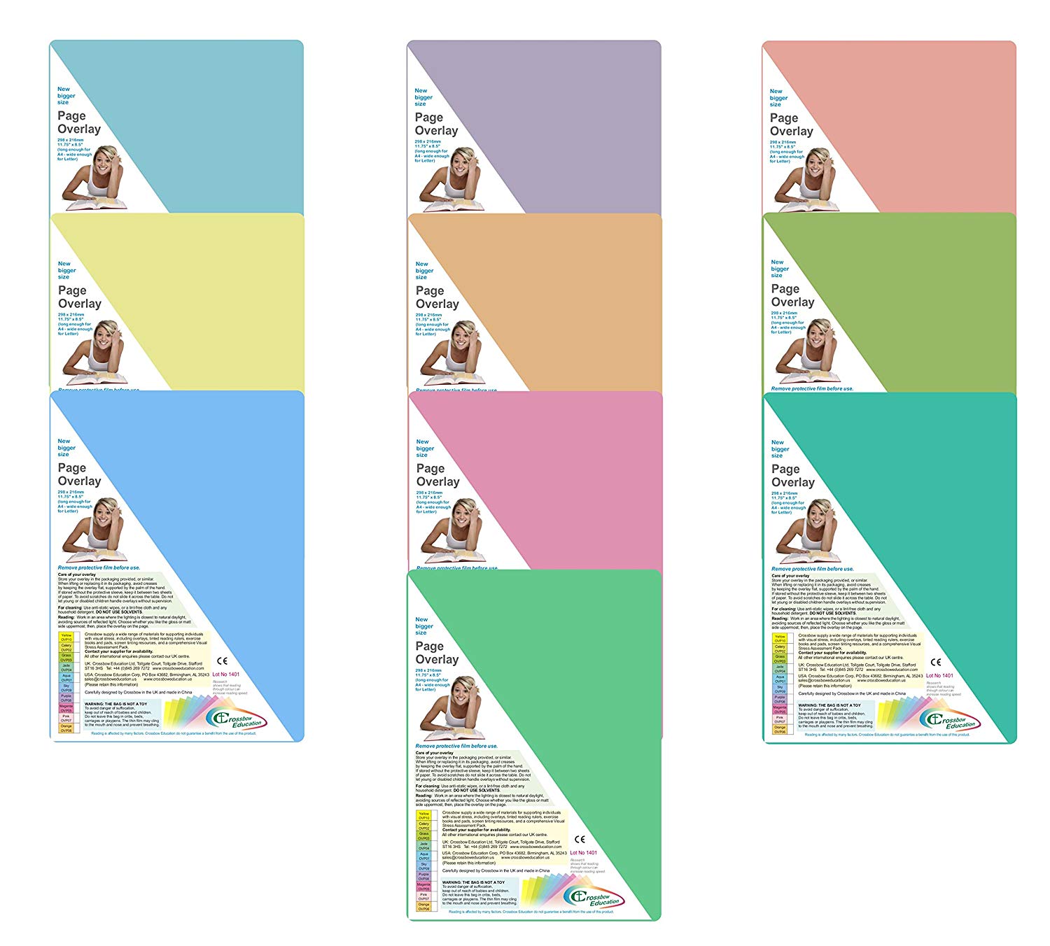 Crossbow Education Dyslexia Tinted A4 Page Overlays – Multi-Colour ...