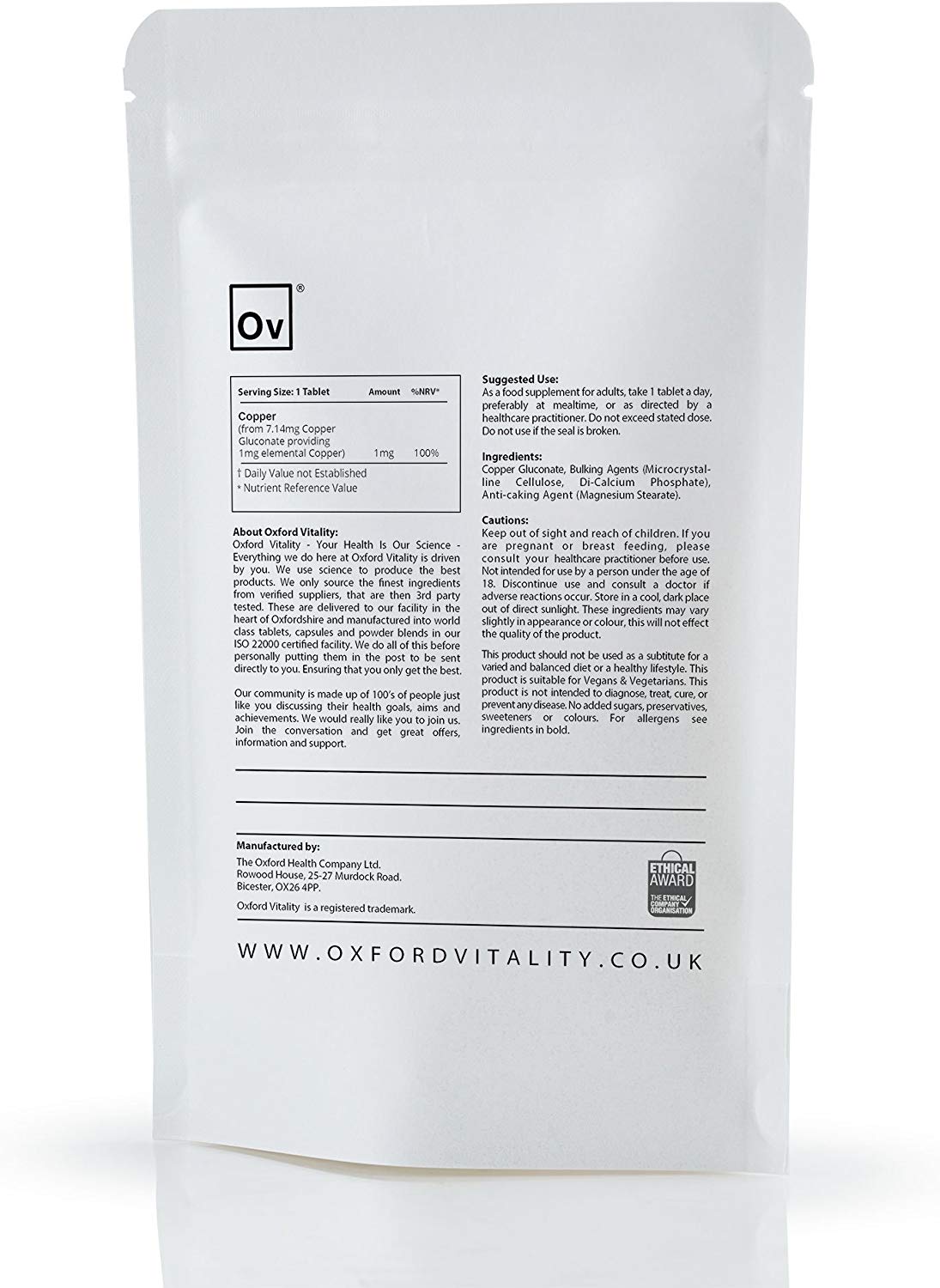 Copper Supplements | 1mg Tablets for General Health and Well Being ...