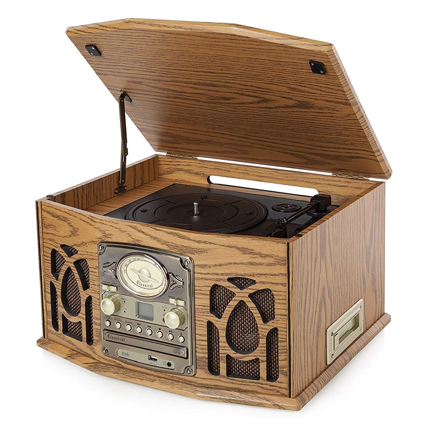 iTek I60019 5-in-1 Classic Music System, Traditional Style, CD Casette ...