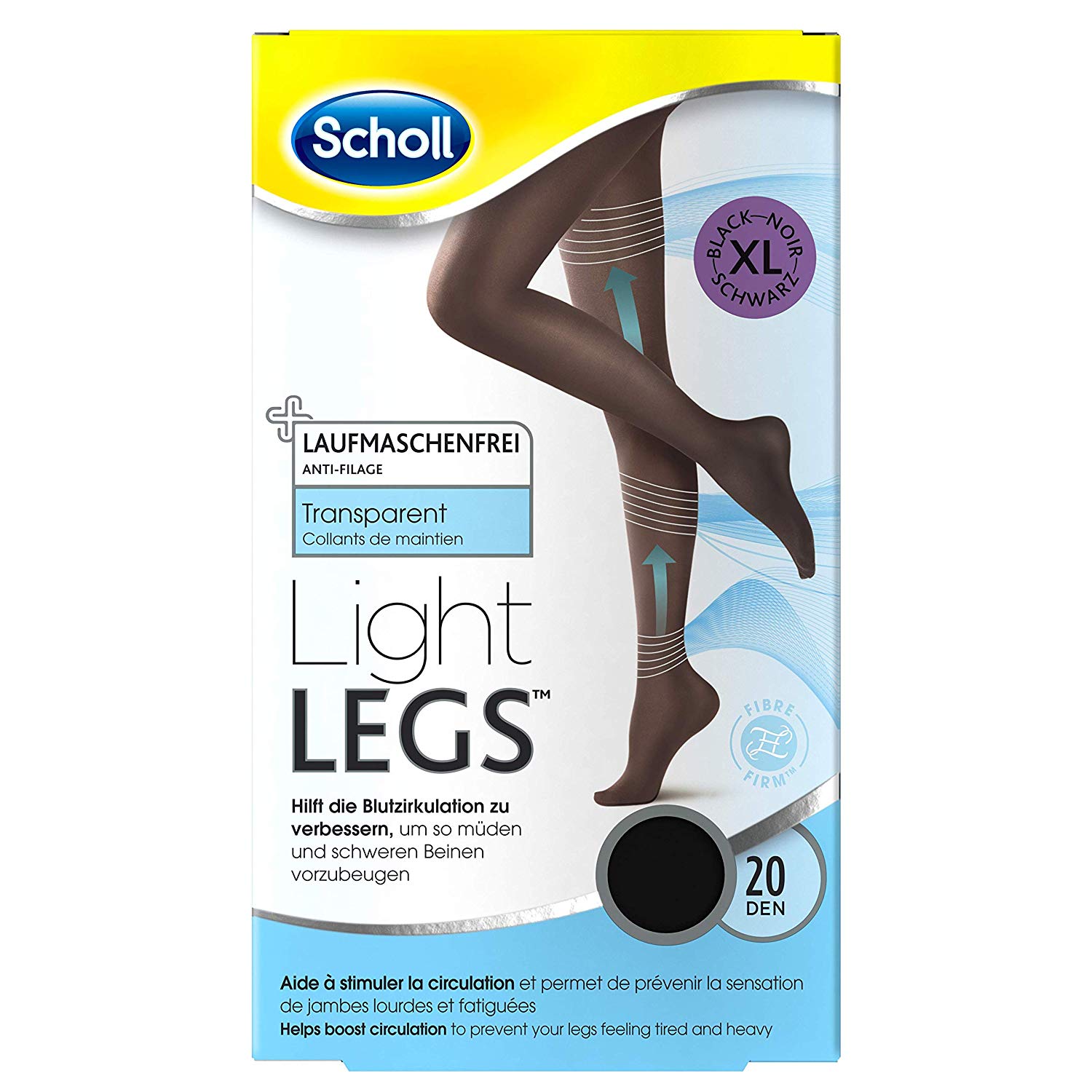 Scholl Light Legs Compression Tights for Women 20 Denier, Black, Small ...