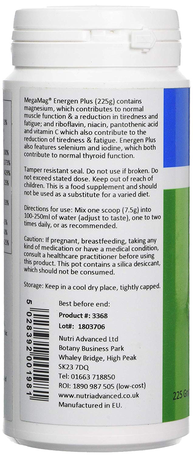 Nutri Advanced MegaMag Energen Plus (Raspberry) 225g (30 Servings ...