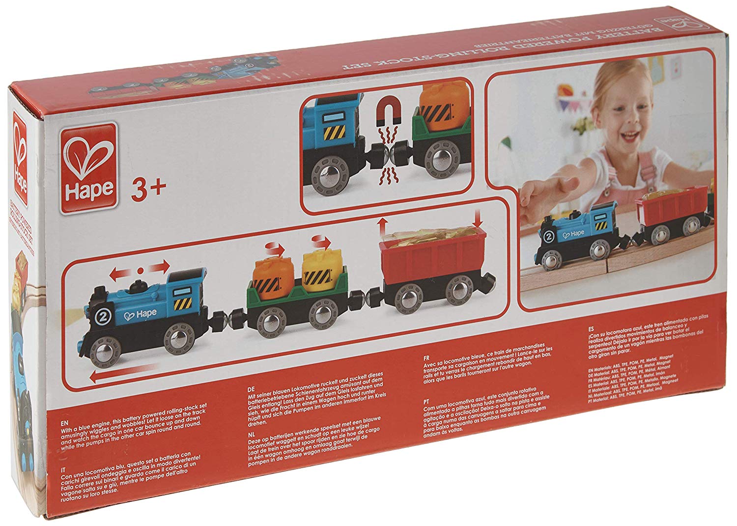 Hape E3720 Battery Powered Rolling Stock Train Set – Wooden Train Track ...
