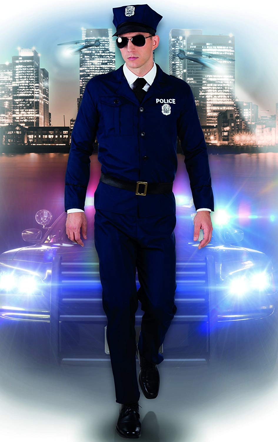 Police Officer Mens Fancy Dress New York Cop Uniform Costume – BigaMart