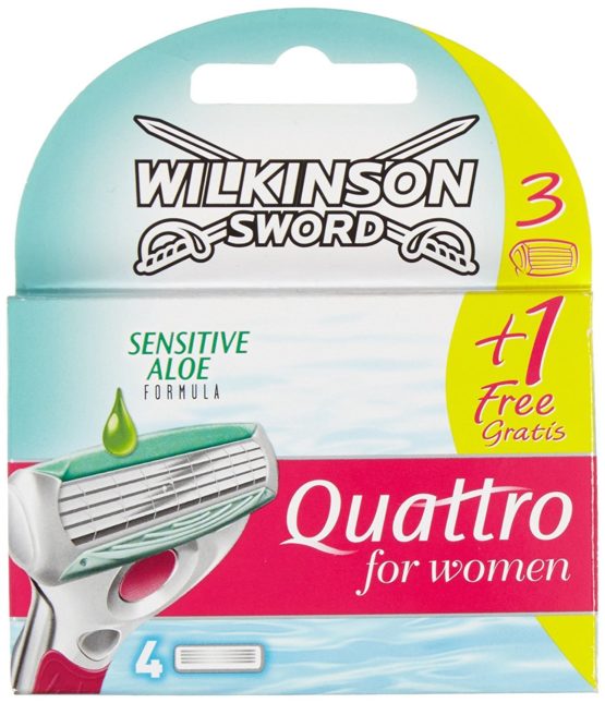 Wilkinson Sword Quattro for Women, Sensitive Razor Blades, 3 Blades ...