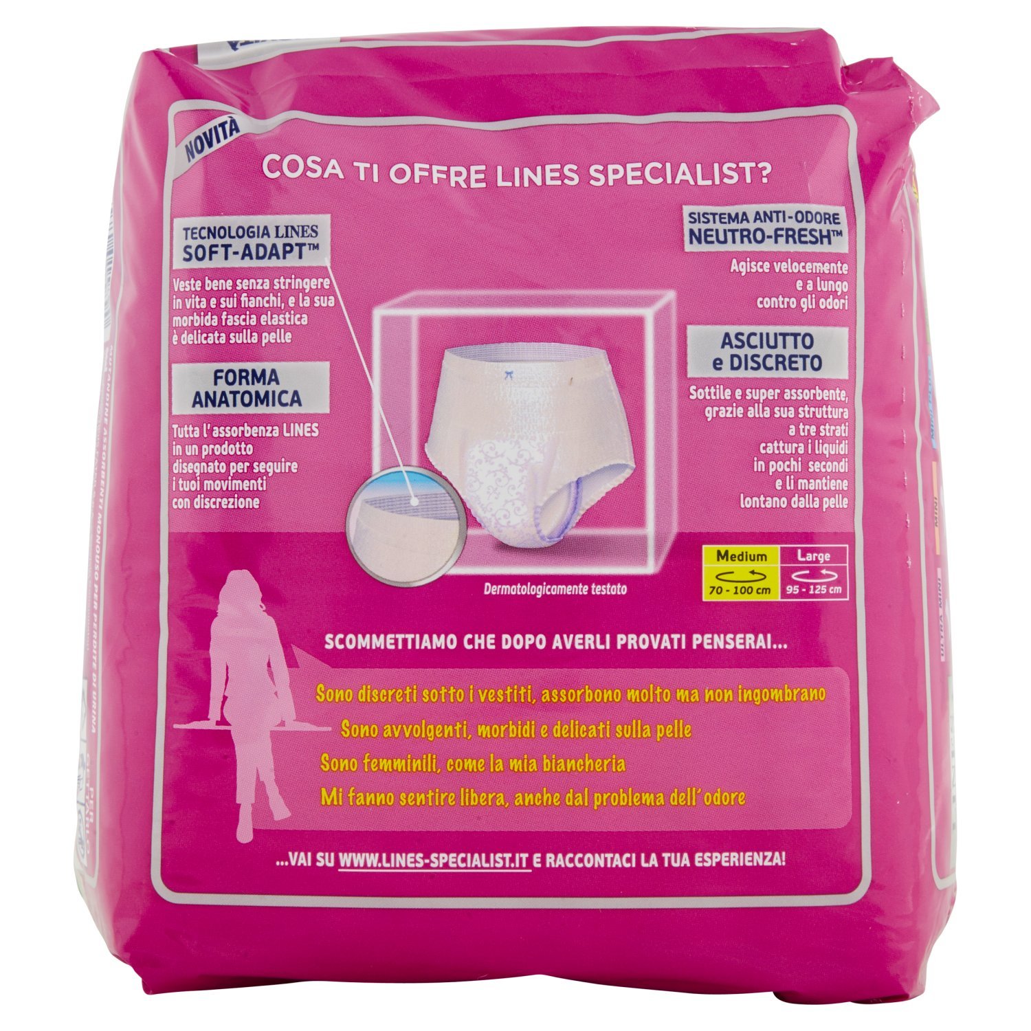 Lines Specialist Pants Discreet Absorbent for Urine 7 Pieces Taglia L ...