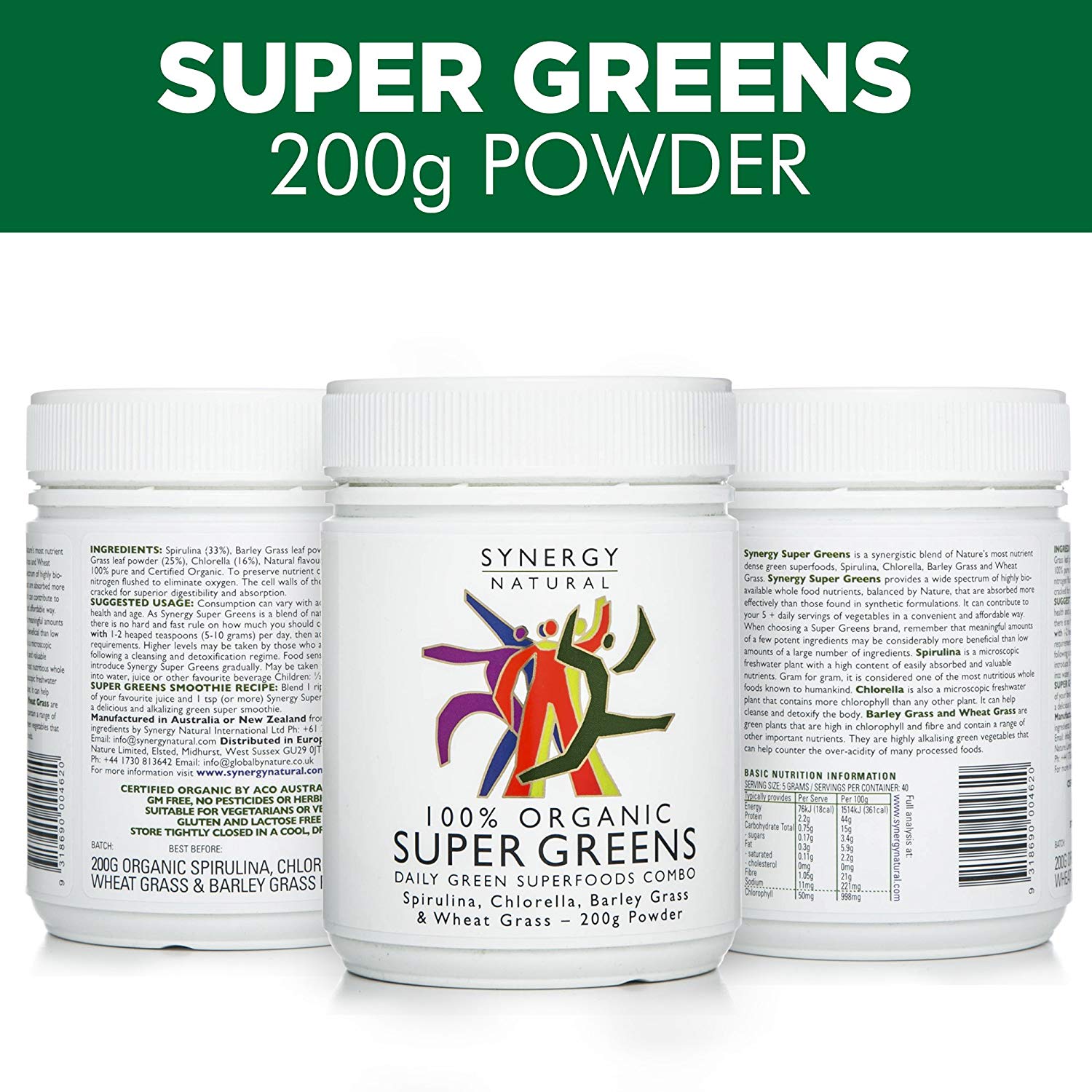 Synergy Natural Organic Super Greens Powder – 200g – BigaMart