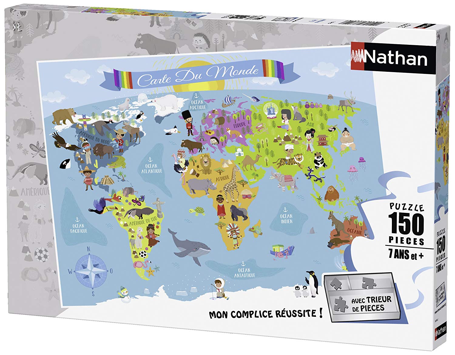 Nathan – 150 Pieces Jigsaw Puzzle – Map of the World – 86806 – BigaMart