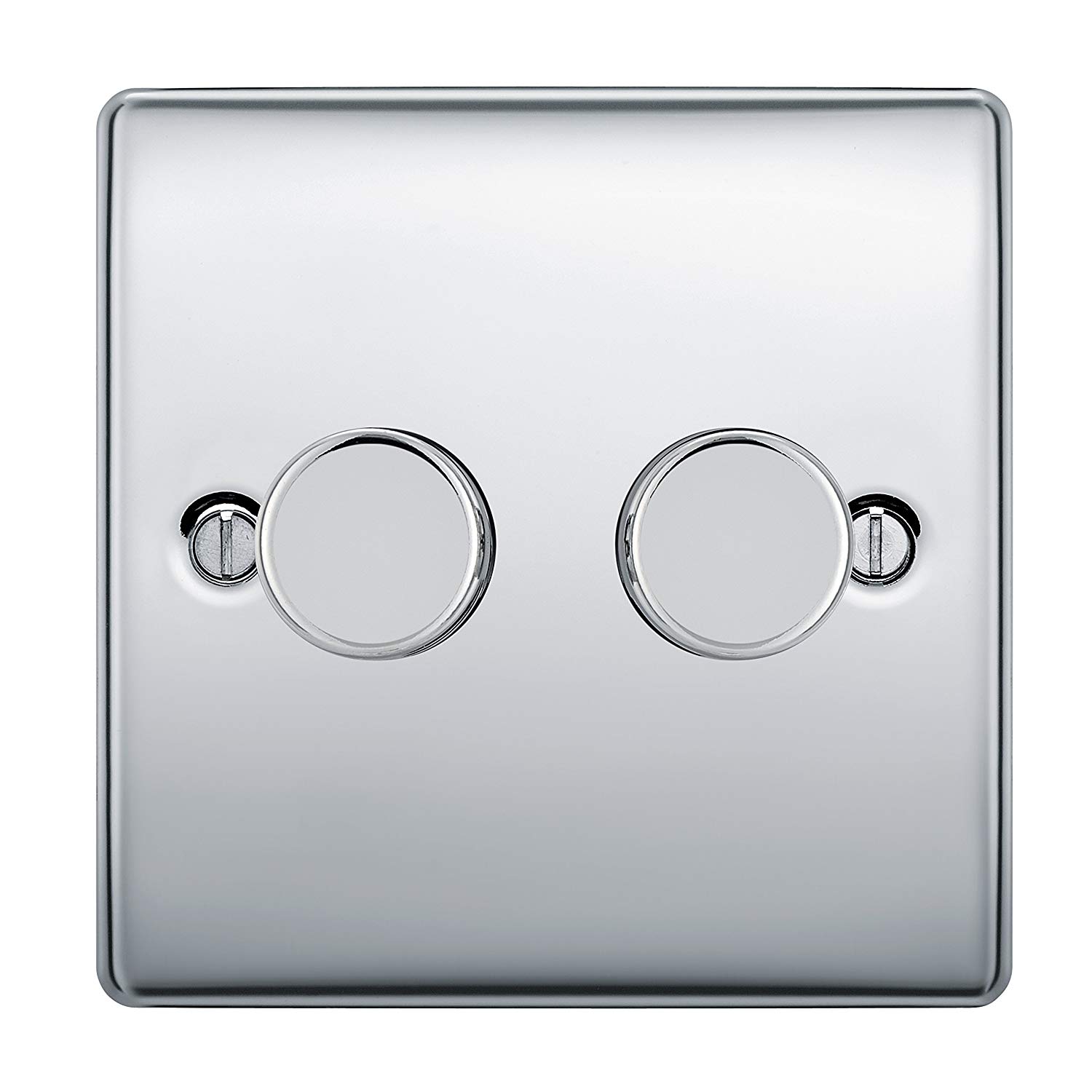 BG Electrical NPC82P Double Dimmer Light Switch, Polished Chrome, 2-Way ...
