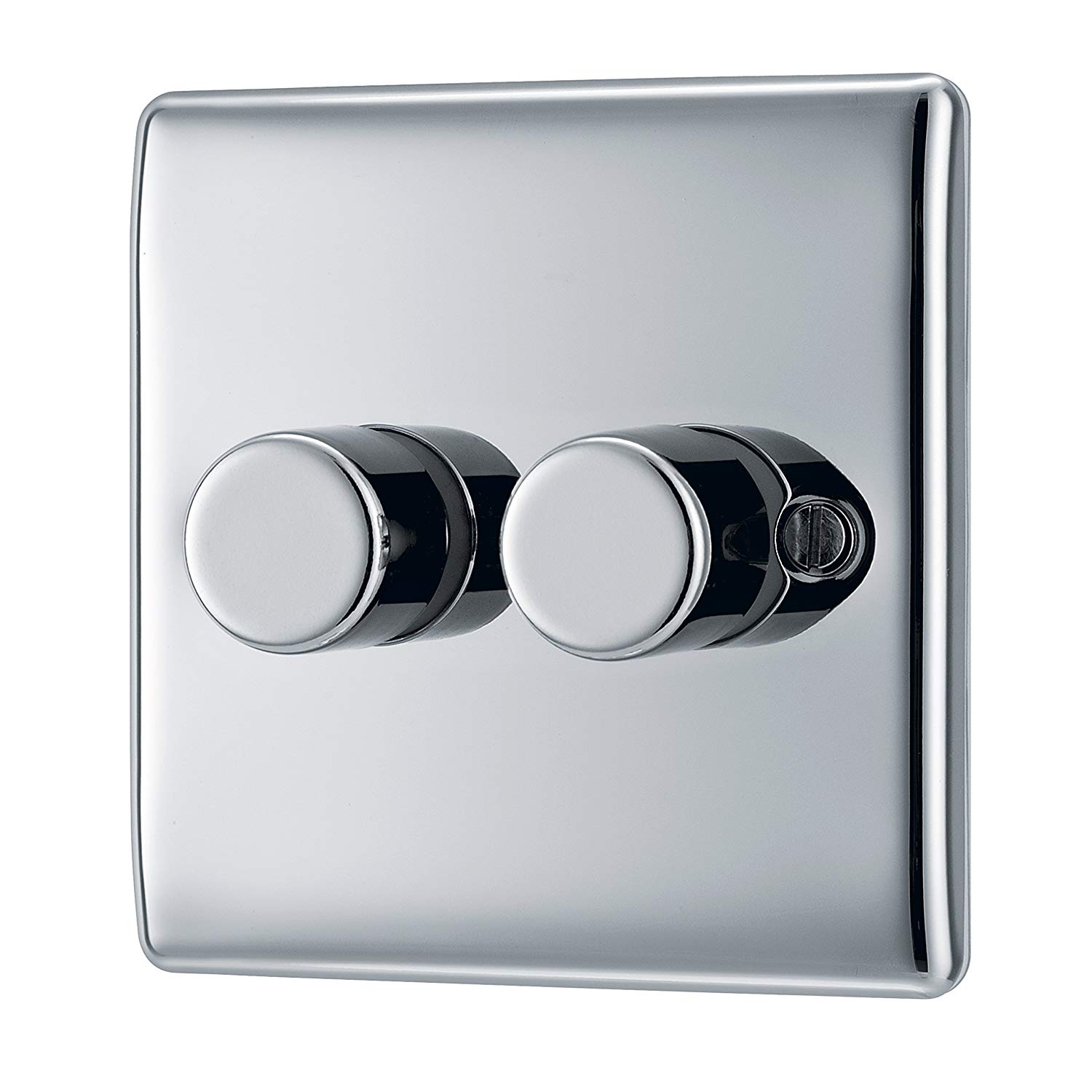 BG Electrical NPC82P Double Dimmer Light Switch, Polished Chrome, 2-Way ...