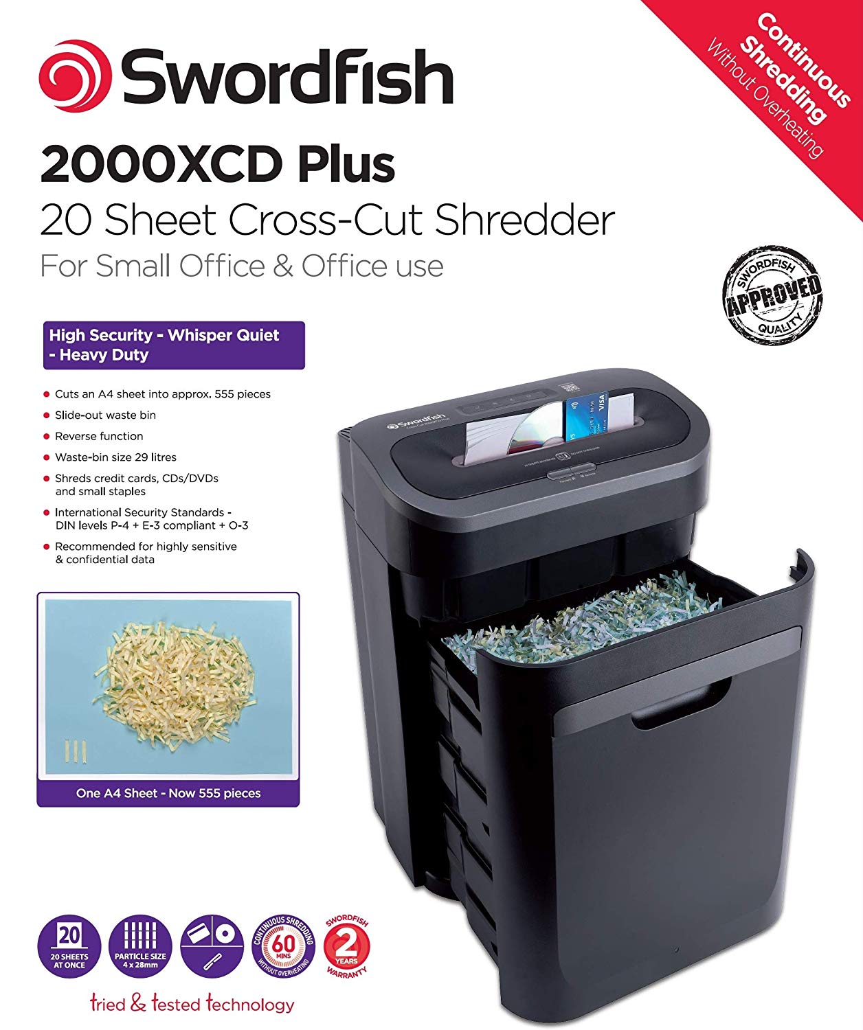 Swordfish 40363 2000XCD Plus 20 Sheet Cross Cut Paper/Document Shredder ...