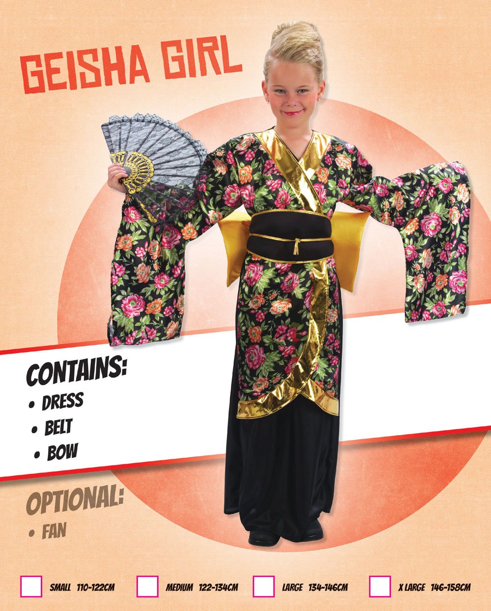 Bristol Novelty CC660 Geisha Girl Costume, Medium, Approx Age 5 – 7 ...