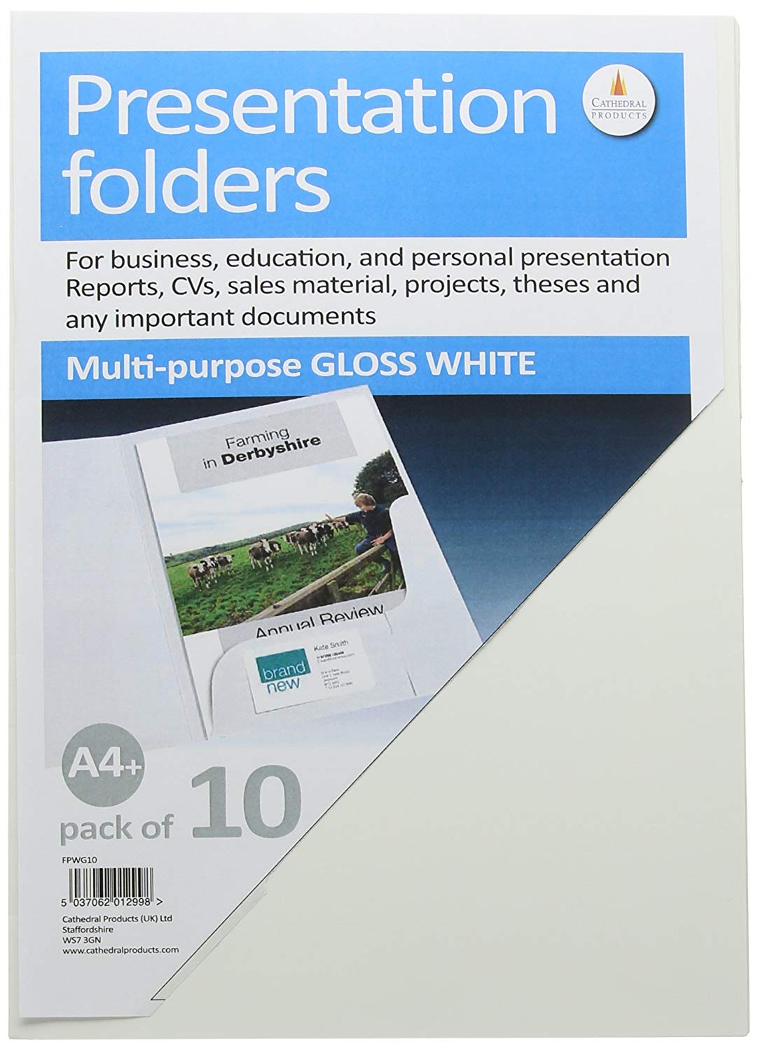 Corporate & Presentation White Gloss Presentation Folders A4 Size (Pack ...