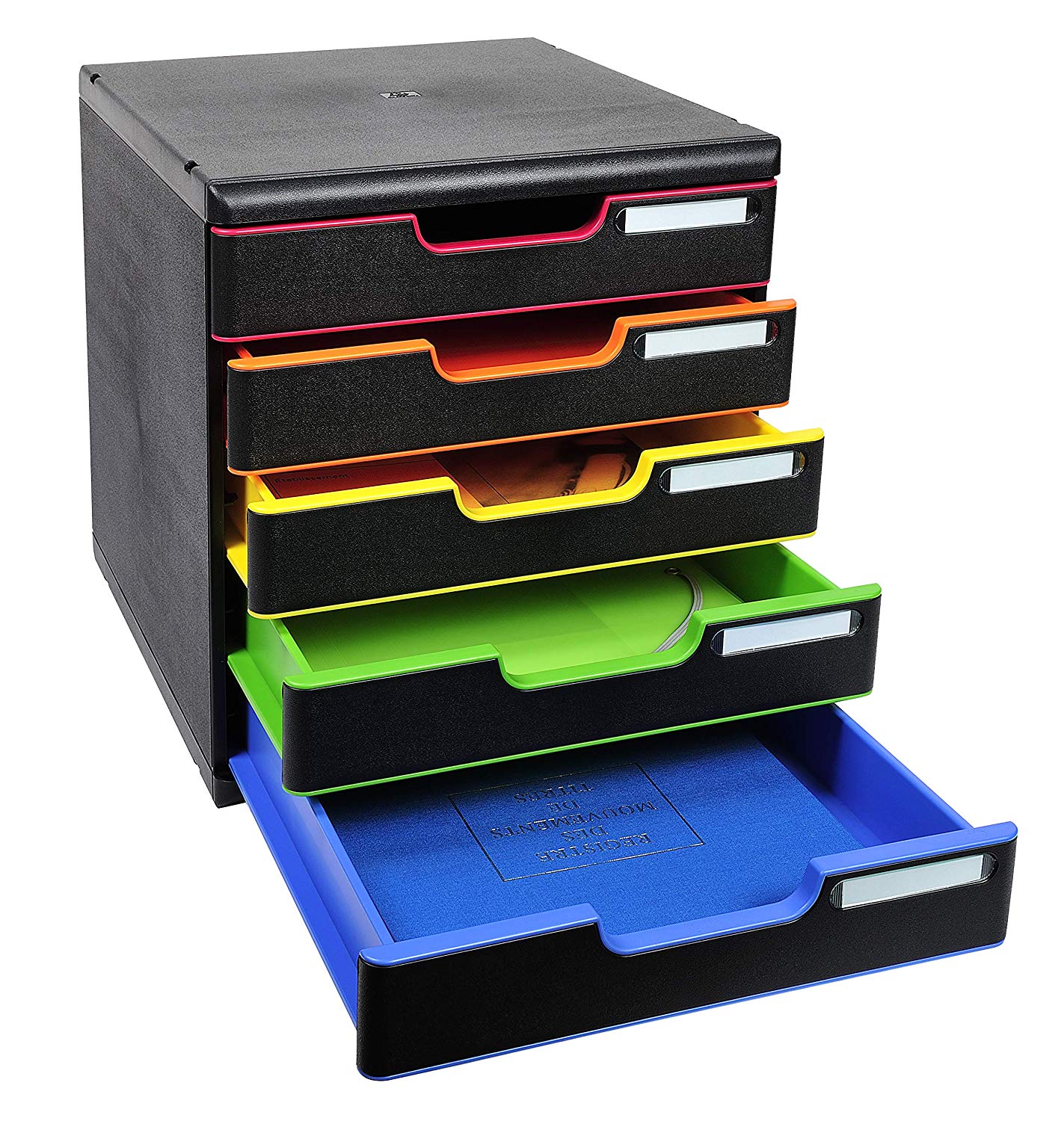 Exacompta Modulo A4 Iderama, 5 Closed drawers – Black/Harlequin – BigaMart