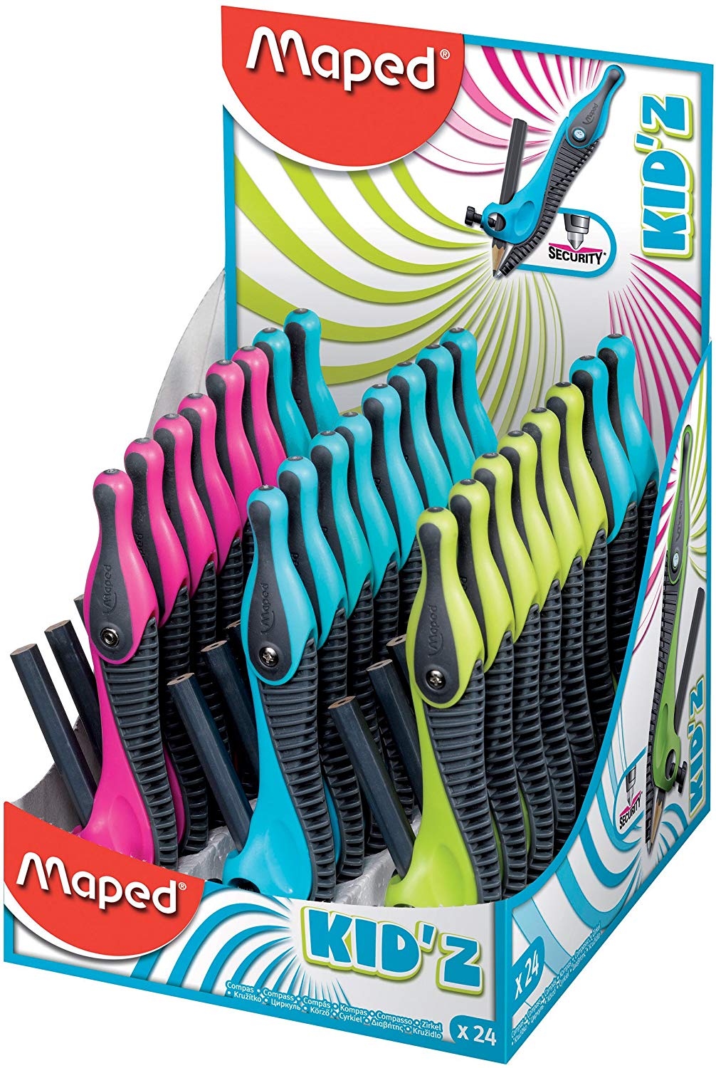 Maped Kid’z Universal Holder Compass (Box of 24 in Assorted Colours ...