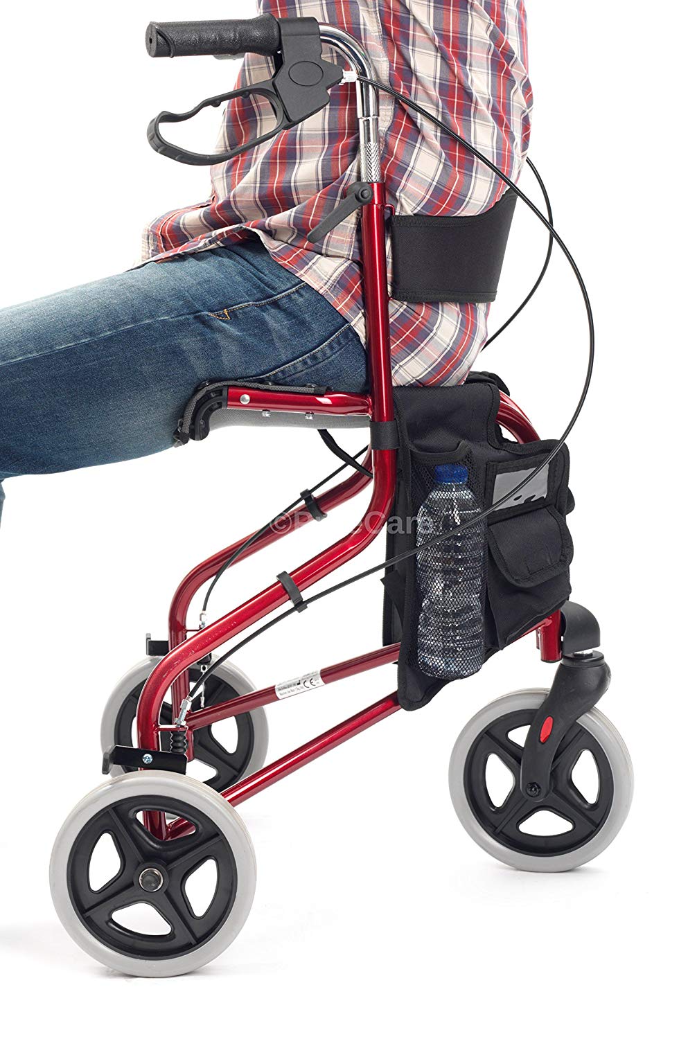 Drive Devilbiss Tri-Walker Walking Aid with Seat and backrest, Red ...