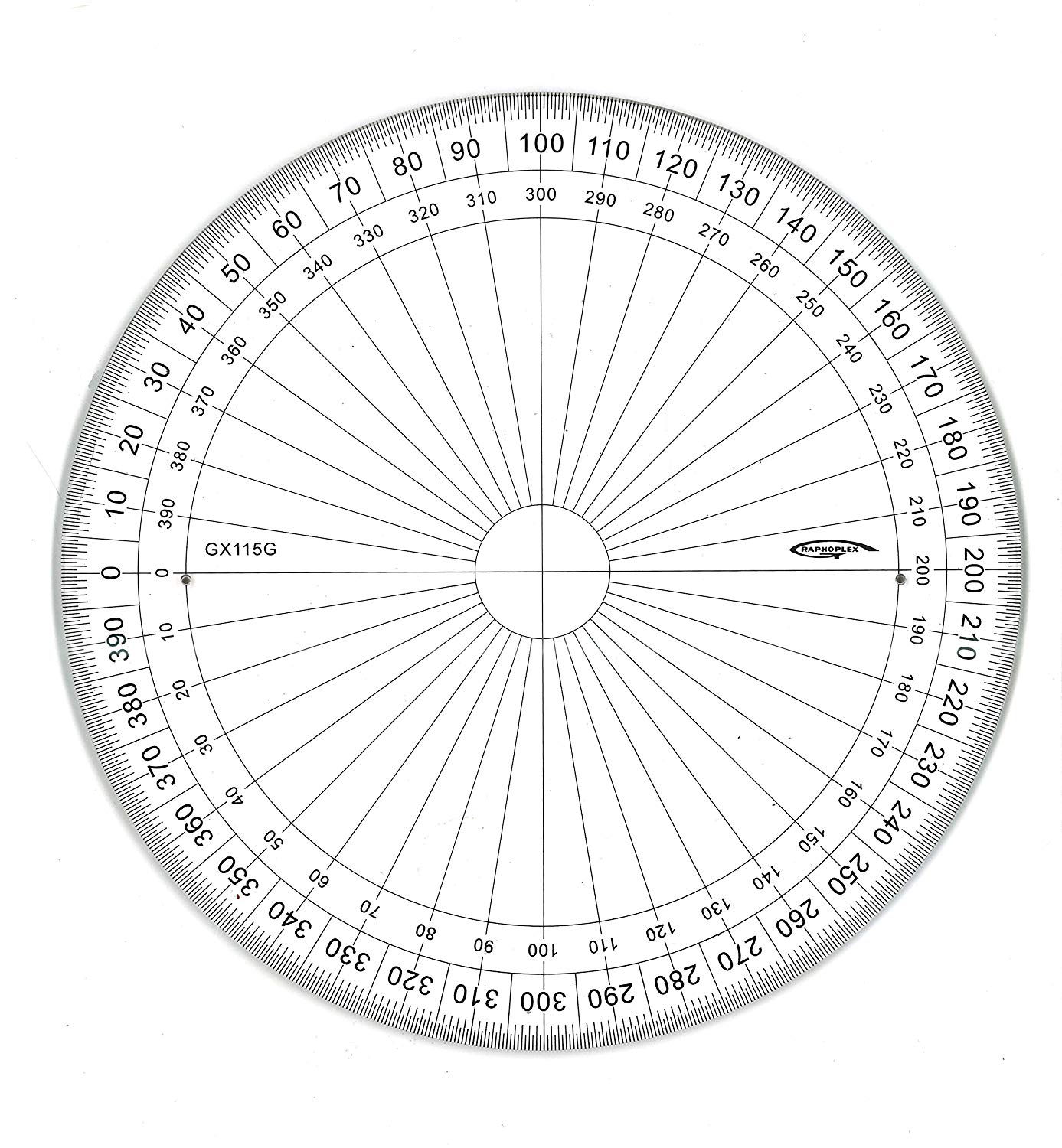 Graphoplex GX115G Full Circle Transparent Protractor – BigaMart