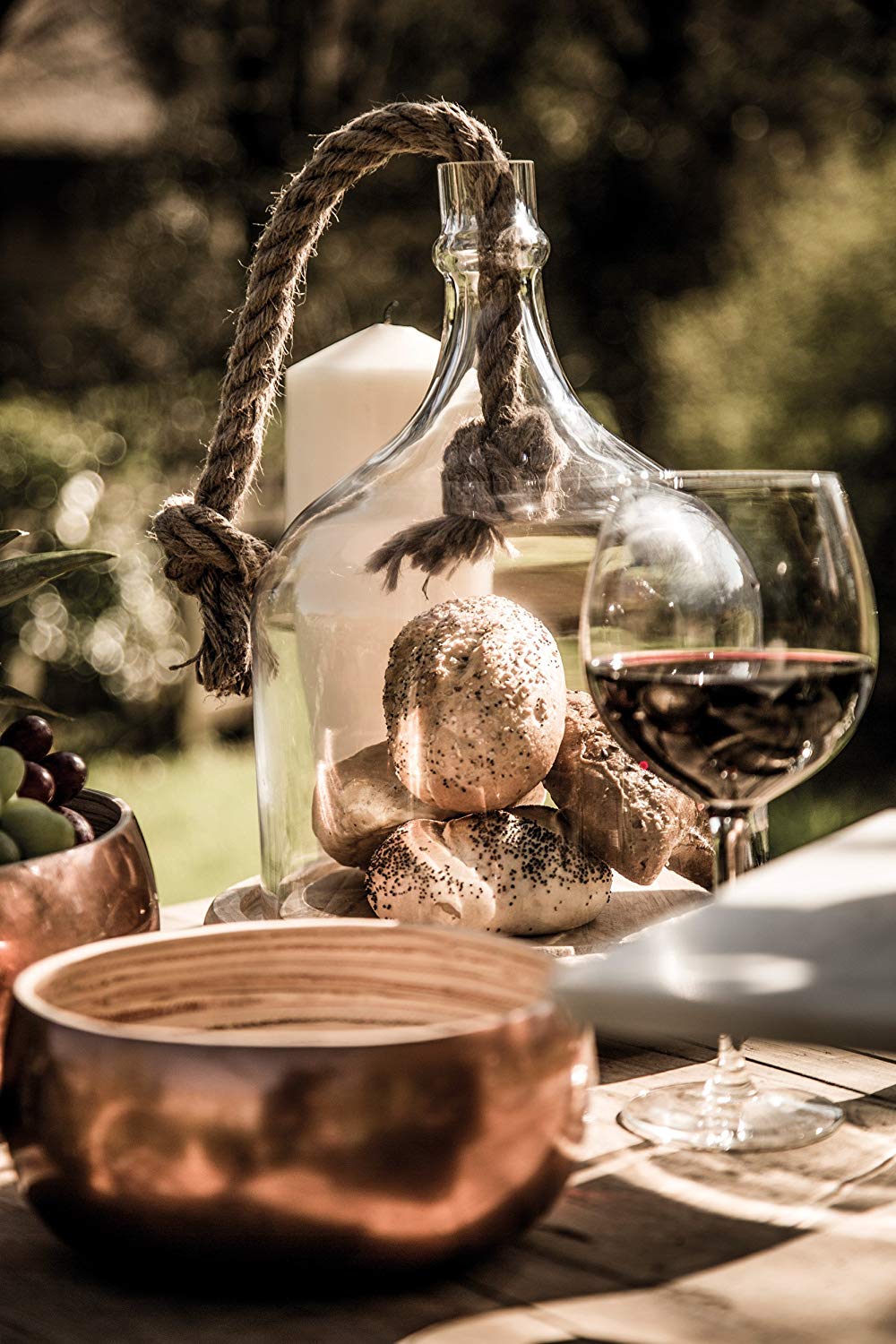 Artesà Glass Food Serving Cloche with Natural Wooden Base, 25 x 25 x 34 ...