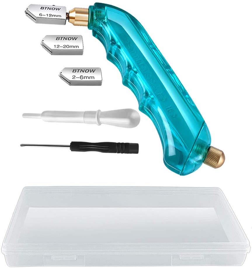 BTNOW Pistol Grip Oil Feed Glass Cutter Set for Cutting Glass Products ...