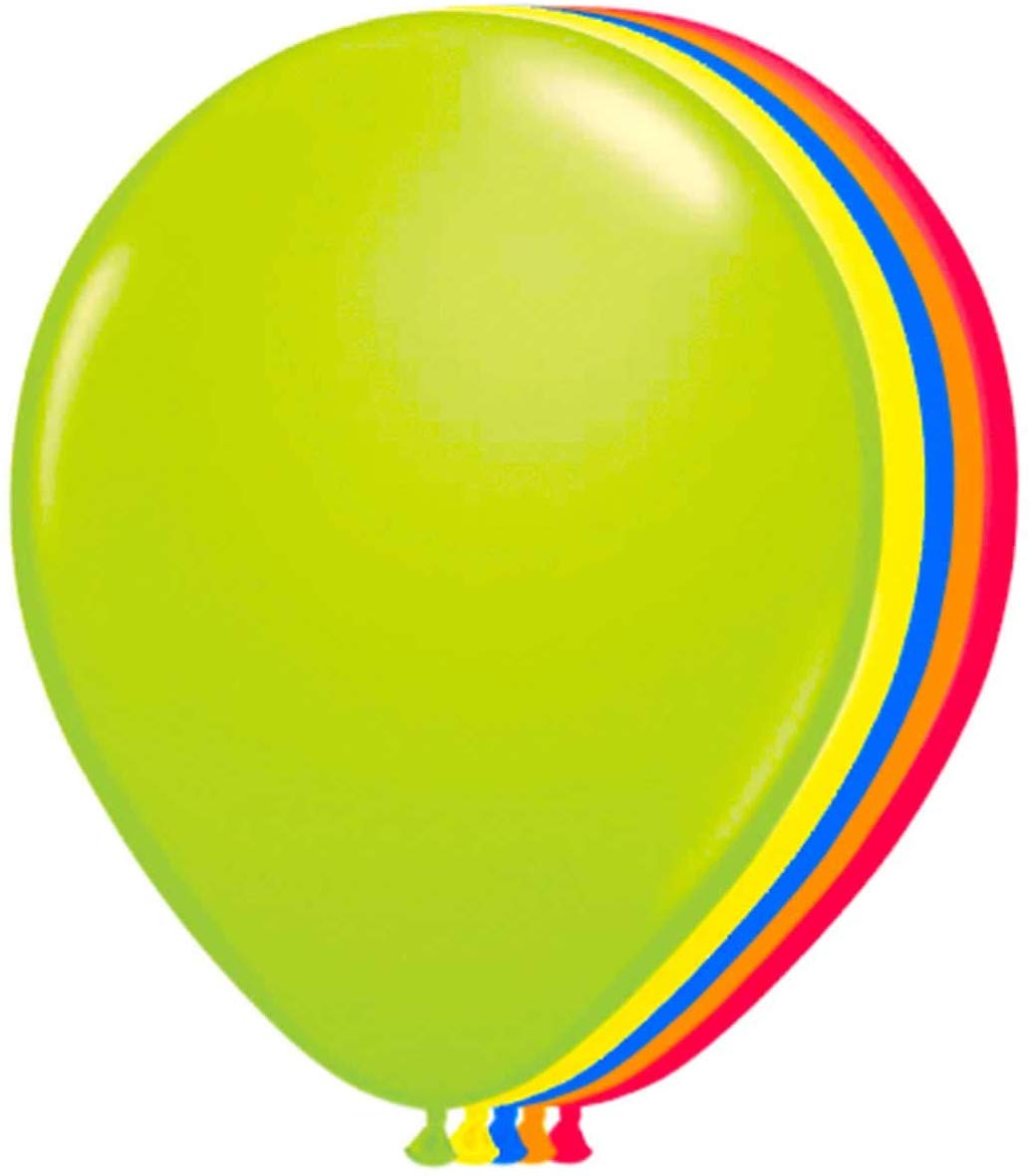 Folat 08099 Colourful Neon Balloons Set-100 Pieces, Multi Colors - BigaMart
