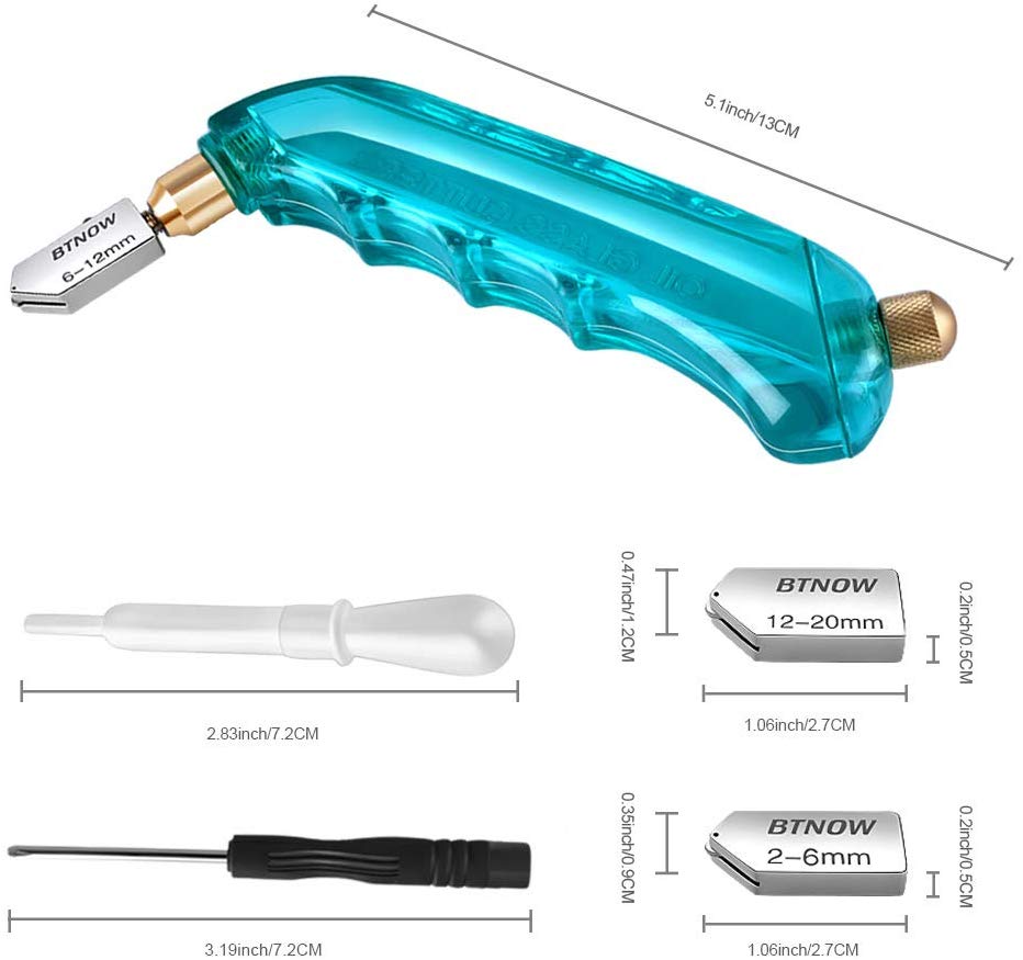 BTNOW Pistol Grip Oil Feed Glass Cutter Set for Cutting Glass Products ...