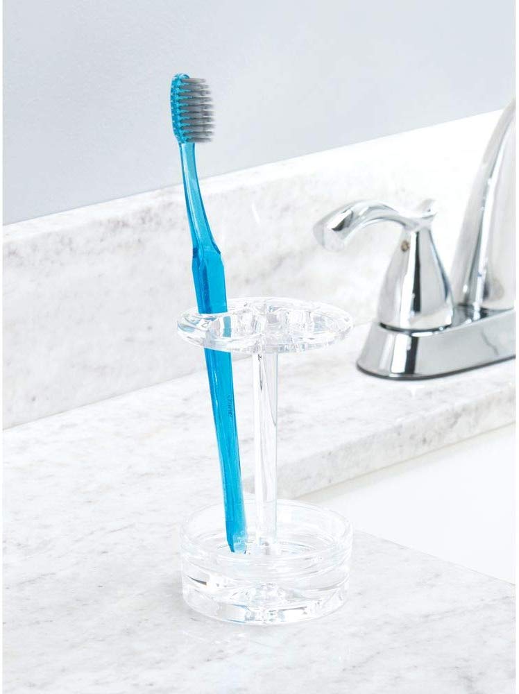 iDesign 55520 Eva Round Toothbrush Holder/Stand, Made of Plastic, Clear ...