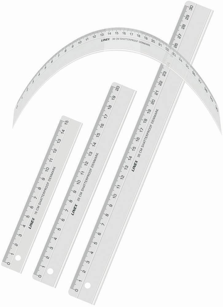 Linex Flex Flexible Ruler, shatterproof/Unbreakable 30 cm Transparent ...