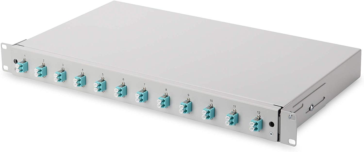 DIGITUS LWL splice box 12 LC couplings – OM3-1HE 19-inch – Multi-Mode ...
