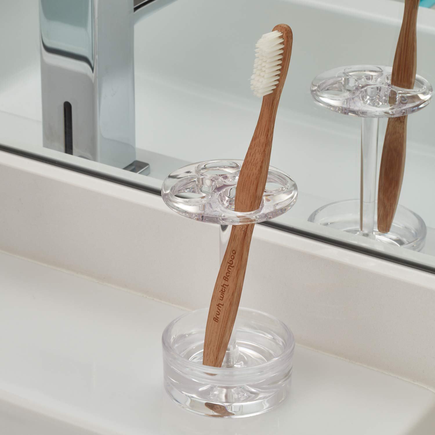 iDesign 55520 Eva Round Toothbrush Holder/Stand, Made of Plastic, Clear ...