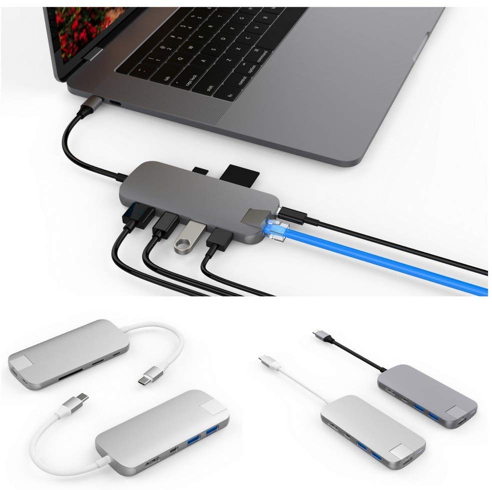 HYPER 8-in-1 USB C hub – Slim Hub for MacBook And USB-C Devices Silver ...