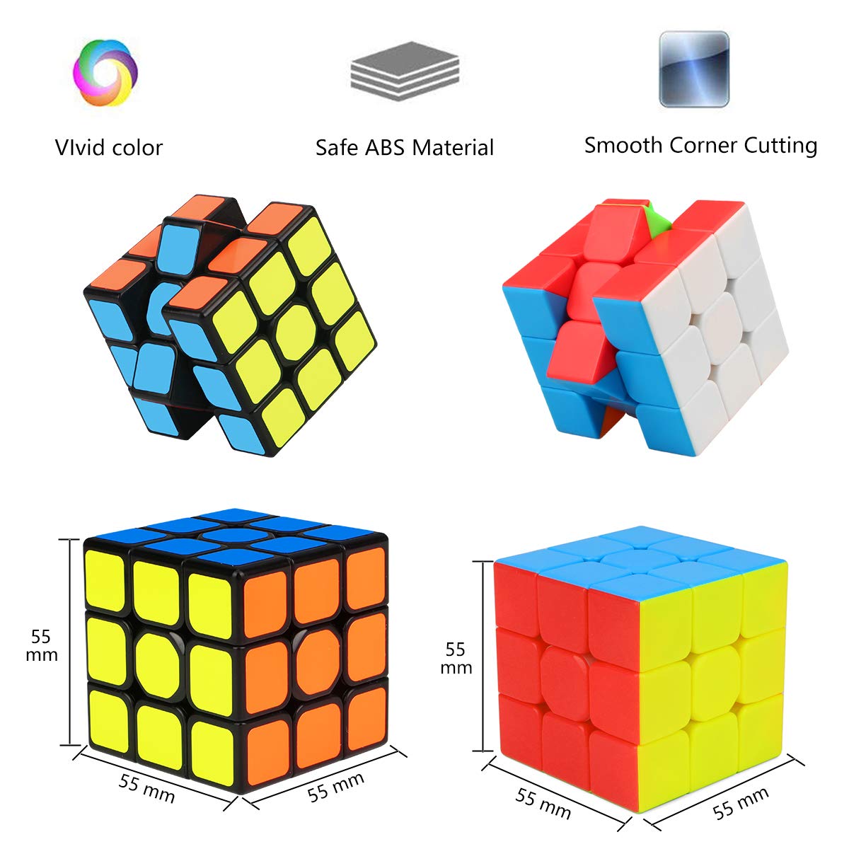 Aiduy 3x3x3 Speed Puzzle Cube Set, Fast Smooth Turning Magic Cube ...