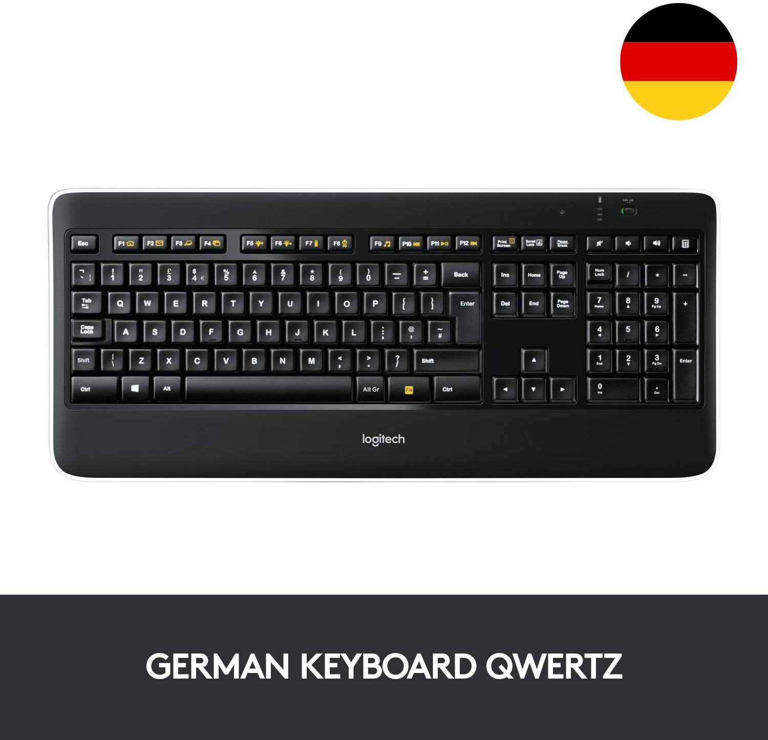 Logitech K800 Illuminated Wireless Keyboard, QWERTZ German Layout ...