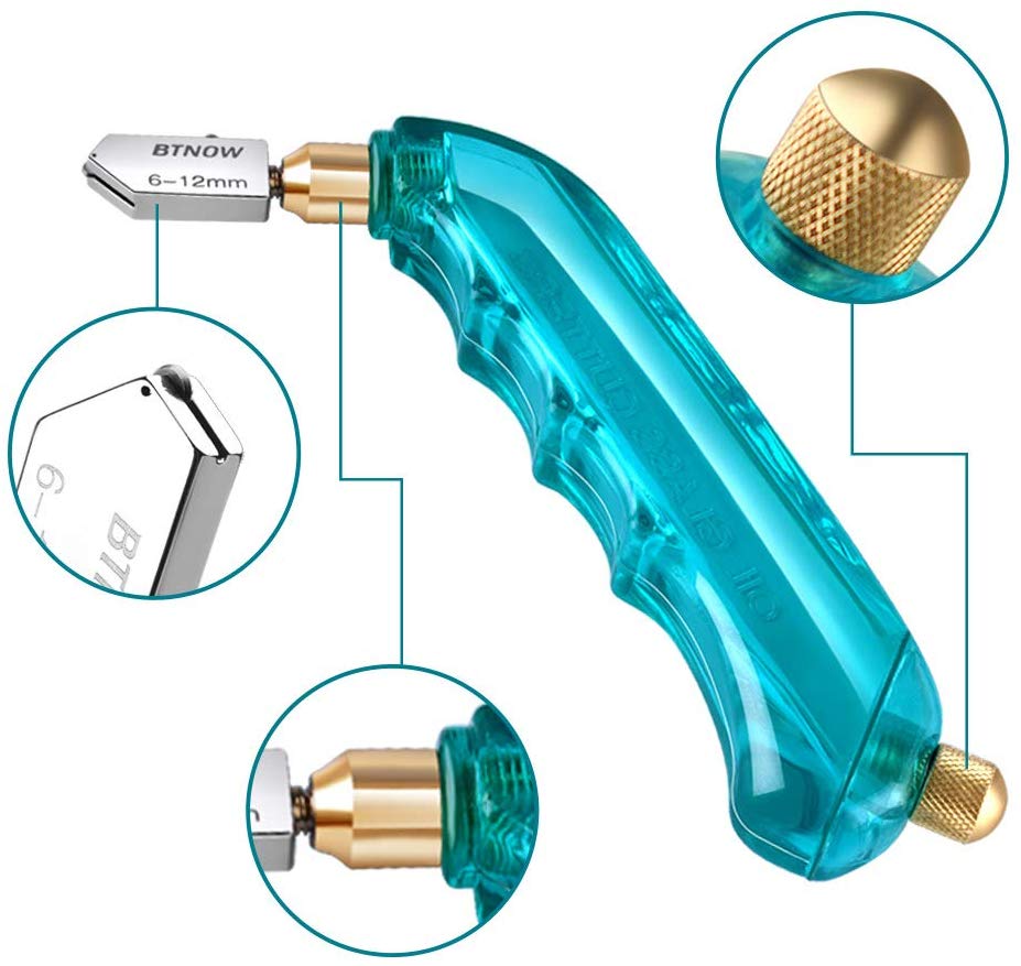 BTNOW Pistol Grip Oil Feed Glass Cutter Set for Cutting Glass Products ...